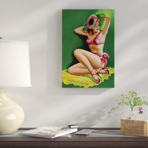 East Urban Home Flirt Magazine Pinup With Hat by Peter Driben - Wrapped Canvas Print | Wayfair